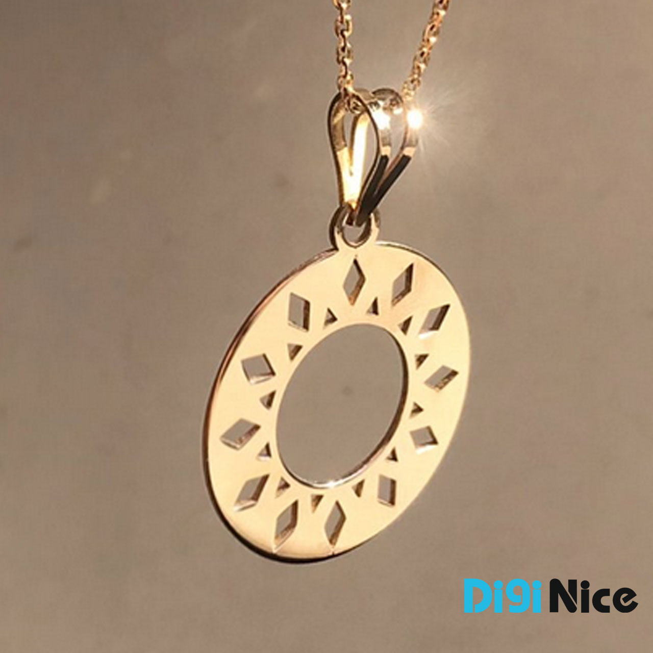 مشخصات و خرید گردنبند طلا 18 عیار طرح خورشید کد DN-P0663 | دیجی نایس